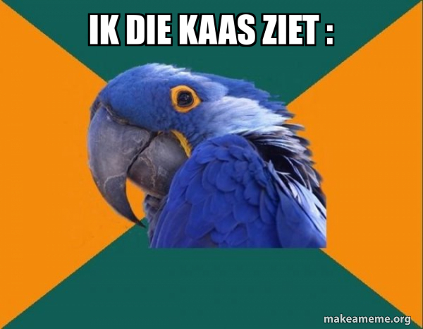 ik die kaas ziet : - Paranoid Parrot Meme Generator