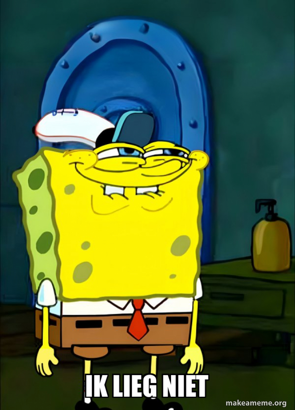 ik lieg niet - SpongeBob Grin Meme Generator