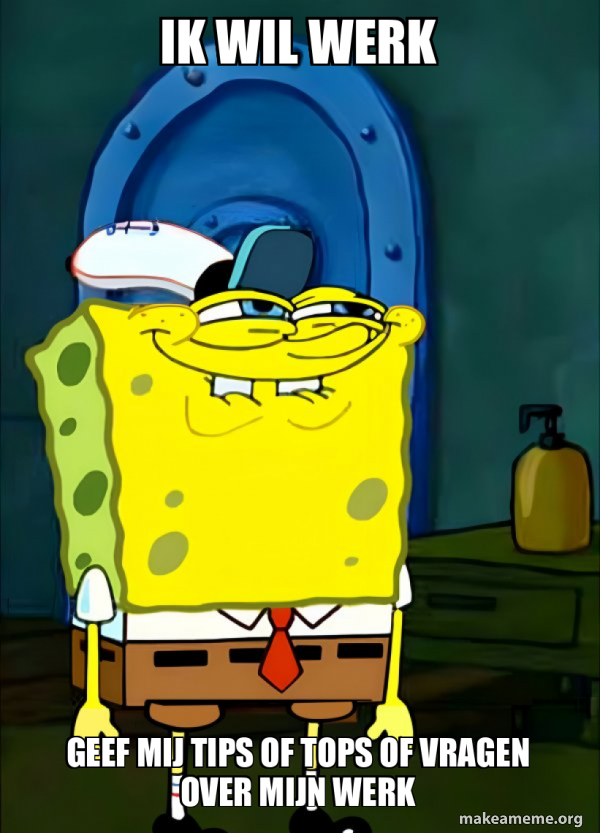 ik wil werk geef mij tips of tops of vragen over mijn werk - SpongeBob ...