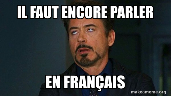 Il faut encore parler en français - Tony Stark Eye Roll Meme Generator
