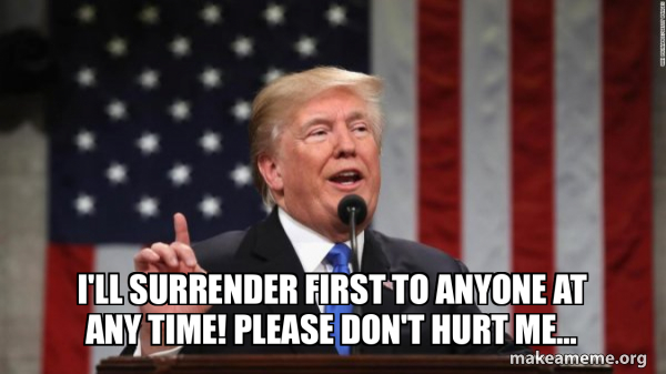 i'll surrender first to anyone at any time! Please don't hurt me ...