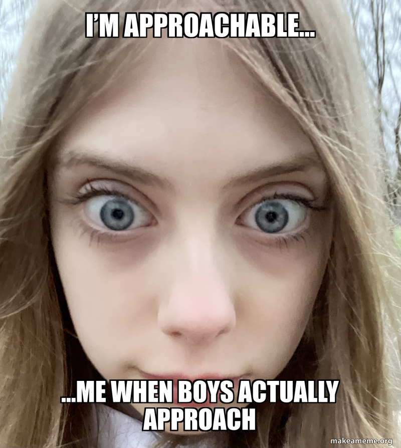 I’m Approachable… …Me when boys actually approach Meme Generator