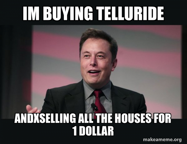 Im buying Telluride Andxselling all the houses for 1 dollar - Elon Musk ...