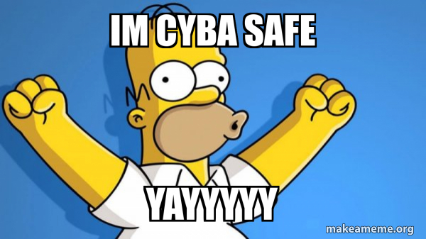 im cyba safe yayyyyy - Happy Homer Meme Generator