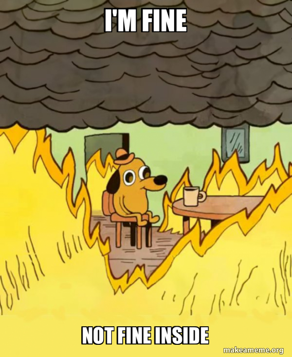 I'm fine Not fine inside - This Is Fine Meme Generator