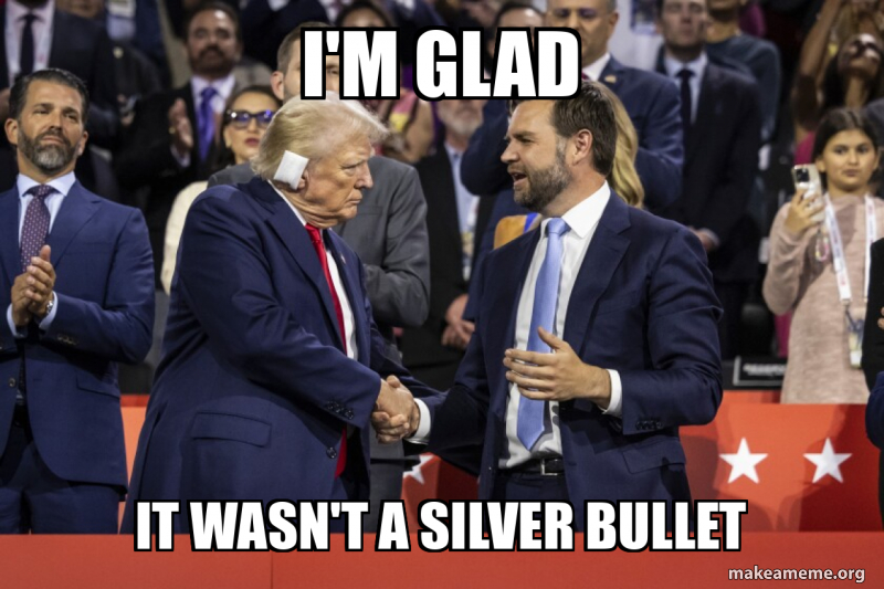 i'm glad it wasn't a silver bullet Meme Generator