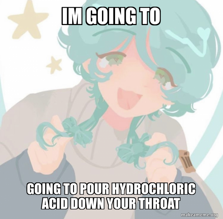 im going to going to pour hydrochloric acid down your throat Meme Generator