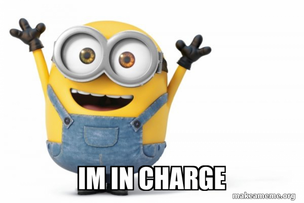 im in charge - Happy Minion Meme Generator