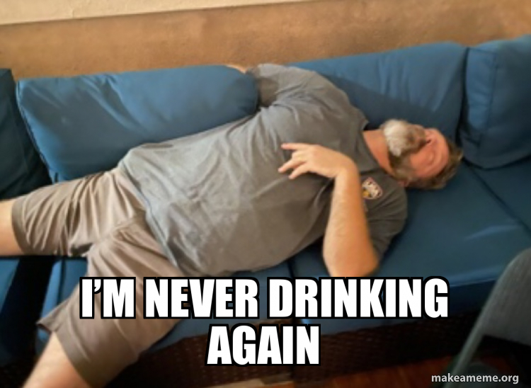 I’m never drinking again Meme Generator