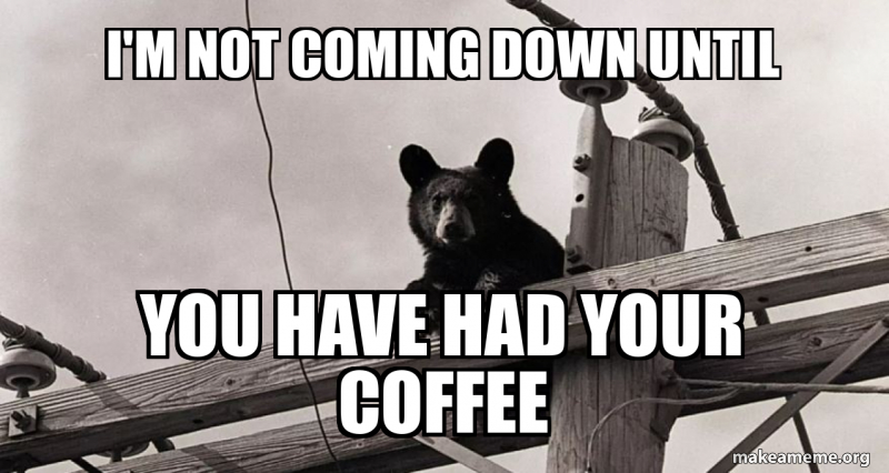 I'm not coming down until you have had your coffee Meme Generator