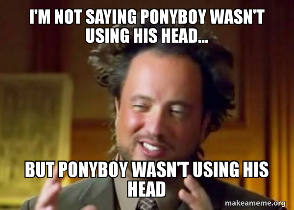 I'm not saying Ponyboy wasn't using his head... But Ponyboy wasn't ...