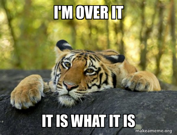 I'm over it It is what it is - Confession Tiger Meme Generator