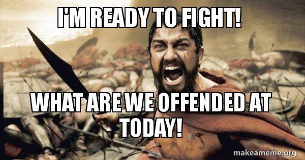 I'm ready to FIGHT! What are we offended at today! - The 300 Meme Generator