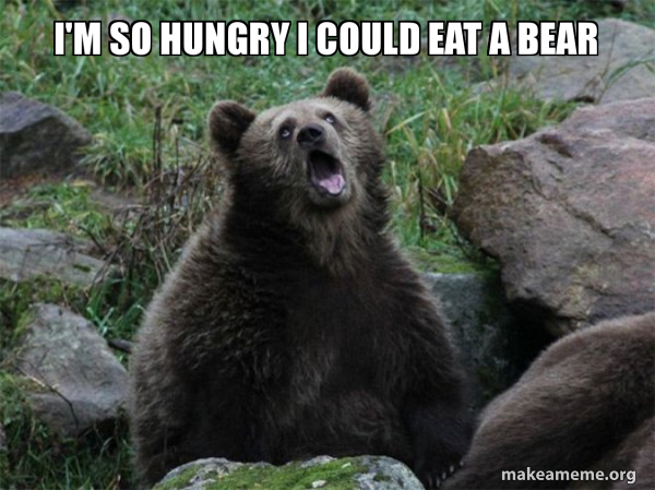 I'm so hungry I could eat a bear - Sarcastic Bear Meme Generator