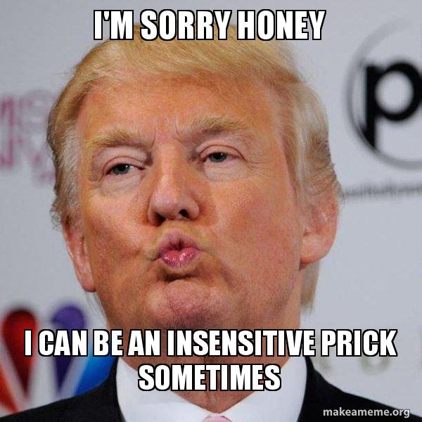 I'm sorry honey I can be an insensitive prick sometimes - Donald Trump ...