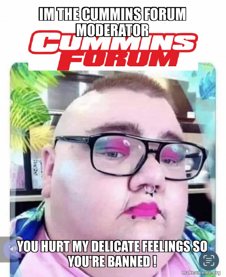 Im the Cummins forum Moderator You hurt my delicate feelings so You're ...
