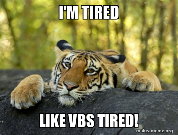 I'm tired Like vbs tired! - Confession Tiger Meme Generator