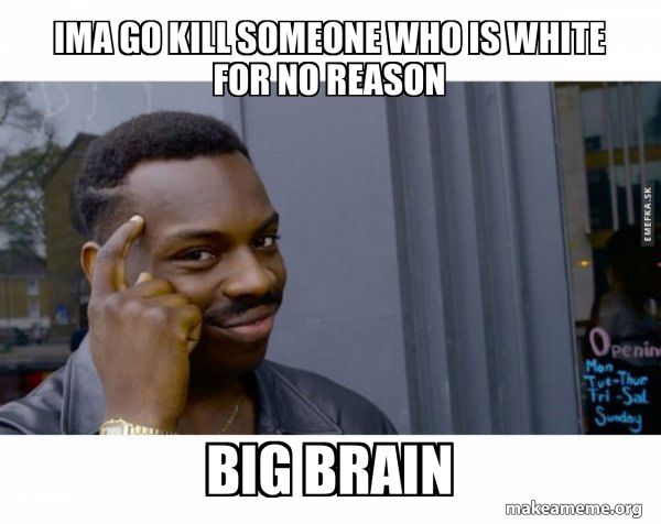 ima go kill someone who is white for no reason Big Brain - Roll Safe ...