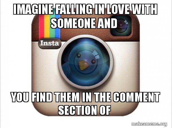 Imagine falling in love with someone and you find them in the comment ...