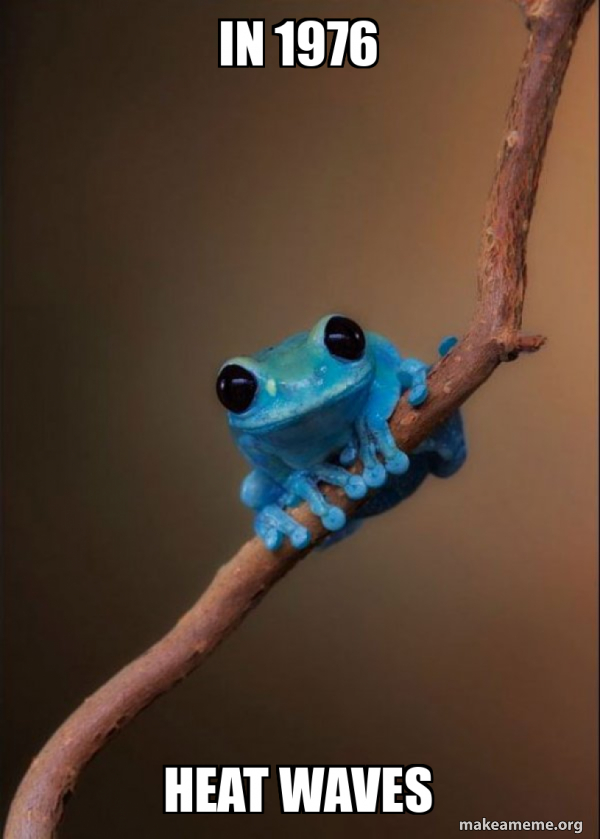 in 1976 heat waves - Small Fact Frog Meme Generator