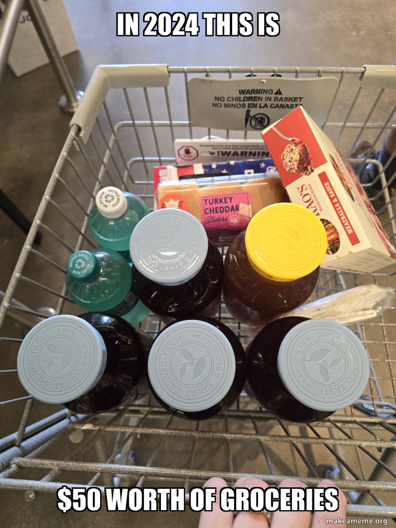In 2024 this is $50 worth of groceries Meme Generator