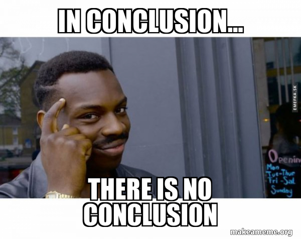 In Conclusion... There is no conclusion - Roll Safe Black Guy Pointing ...