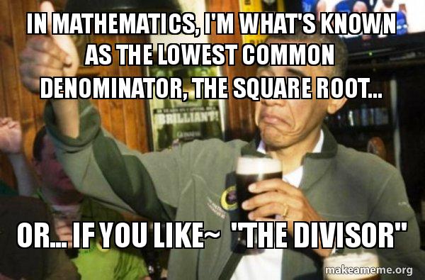 in mathematics, i'm what's known as the lowest common denominator, the ...