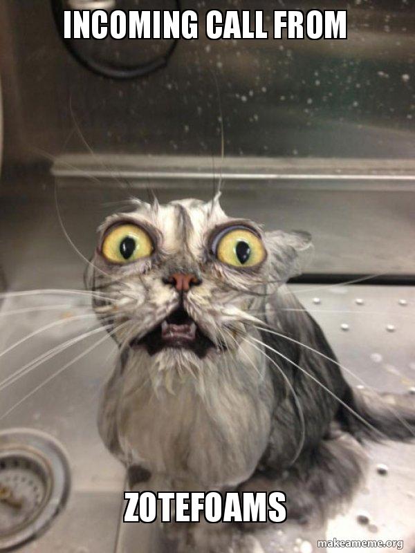 Incoming call from Zotefoams - Cat bath Meme Generator