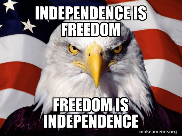 independence is freedom freedom is Independence - American Pride Eagle Meme Generator