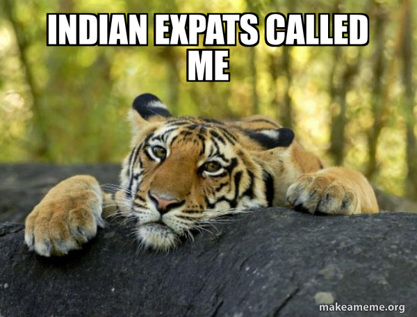 Indian expats called me - Confession Tiger Meme Generator