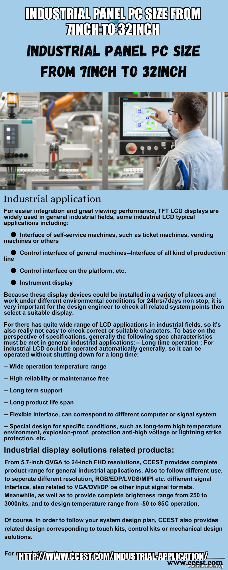 Industrial Panel PC size from 7inch to 32inch http://www.ccest.com ...