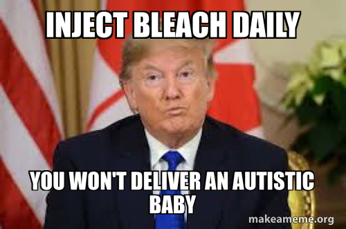 inject bleach daily you won't deliver an autistic baby Meme Generator
