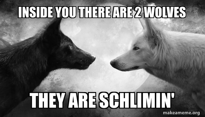 INSIDE YOU THERE ARE 2 wolveS they are schlimin' Meme Generator