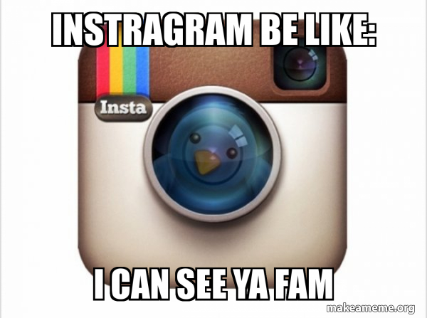 Instragram be like: i can see ya fam - Instagram twitter Meme Generator