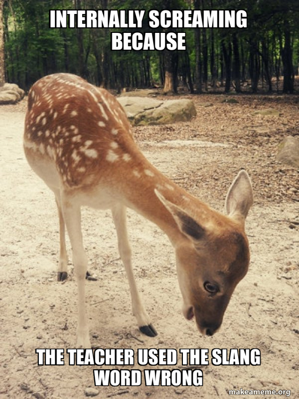 Internally screaming because the teacher used the slang word wrong - O ...