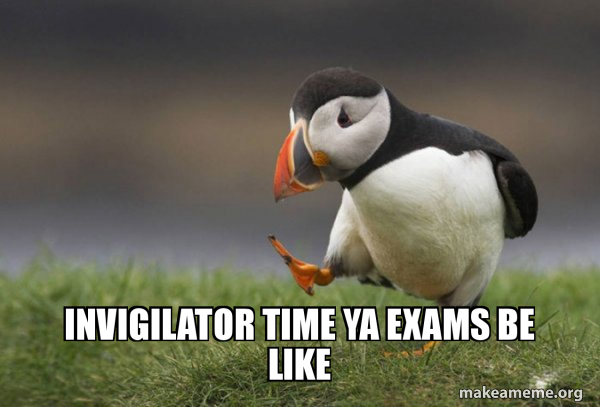 invigilator time ya exams be like - Unpopular Opinion Puffin Meme Generator