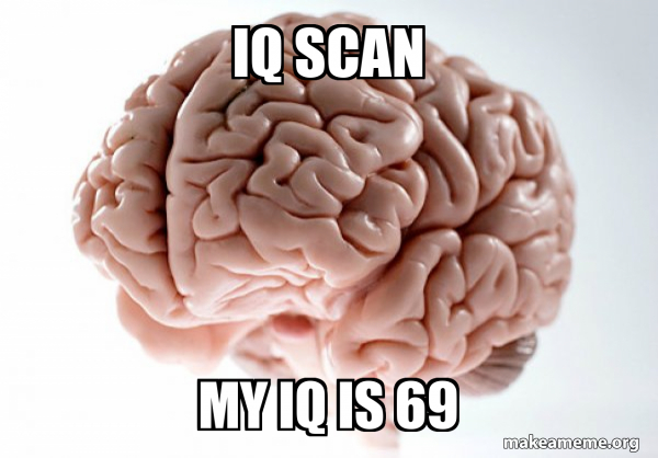 IQ scan My iq is 69 - Scumbag Brain Meme Generator