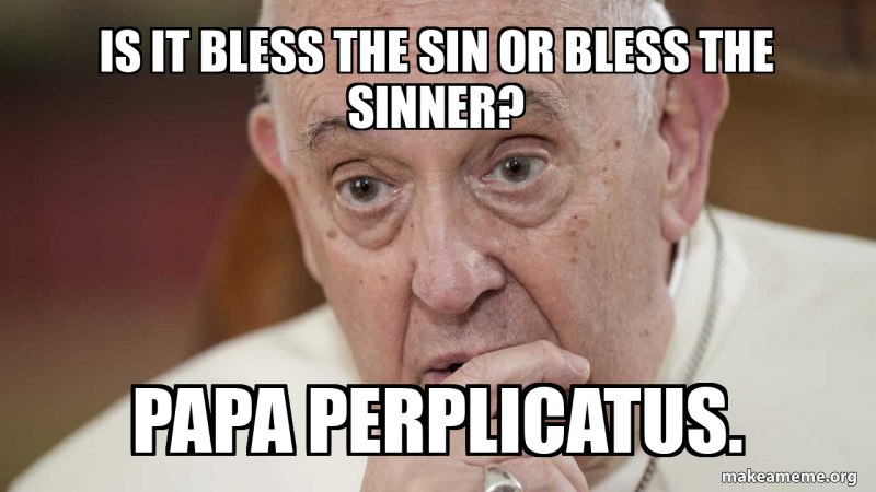 is it bless the sin or bless the sinner? papa perplicatus. Meme Generator