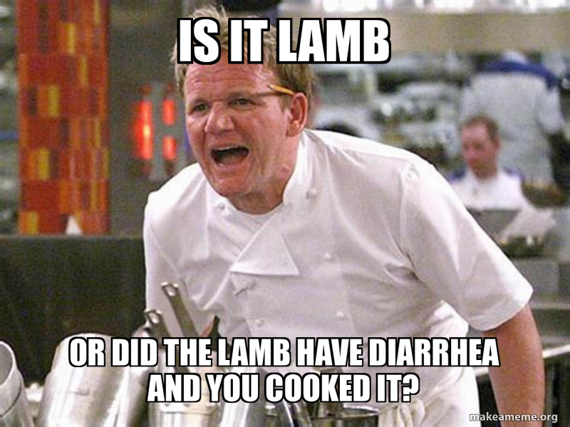 is it lamb or did the lamb have diarrhea and you cooked it? Meme Generator