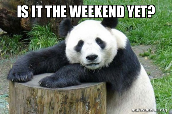 Is it the weekend yet? - Confession Panda Meme Generator