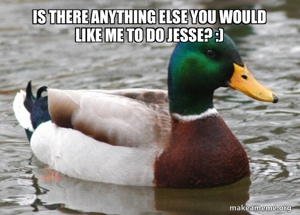 Is there anything else you would like me to do Jesse? :) - Actual ...