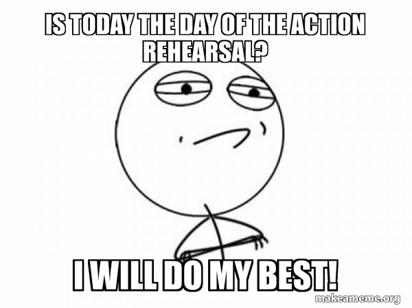 Is today the day of the Action Rehearsal? I will do my best ...