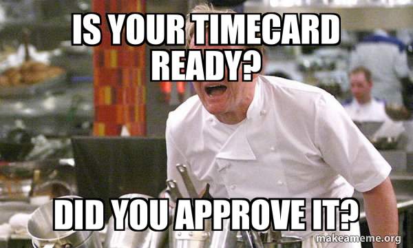 Is Your Timecard Ready Did You Approve It Gordon Ramsay Hells Kitchen Meme Generator