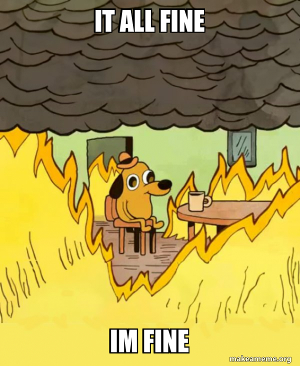 It all fine Im fine - This Is Fine Meme Generator