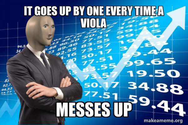 it goes up by one every time a viola messes up - Stonks Only Go Up Meme ...