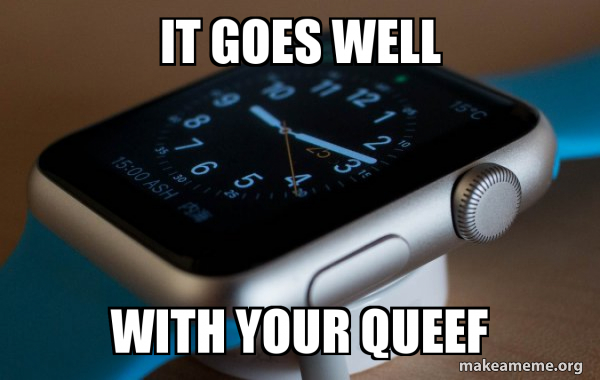 it goes well with your queef - Apple Watch Meme Generator