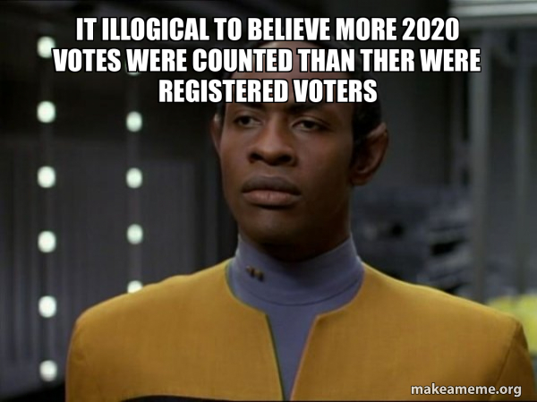 It illogical to believe more 2020 Votes were counted than ther were ...
