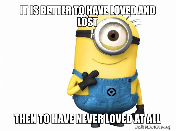 it is better to have loved and lost then to have never loved at all ...
