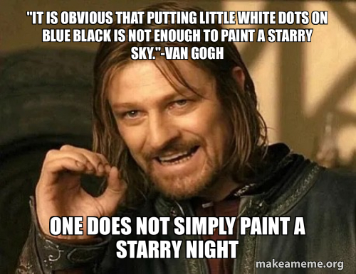 "it is obvious that putting little white dots on blue black is not ...