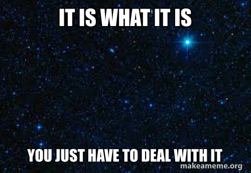 It Is What it is you just have to deal with it - stars Meme Generator